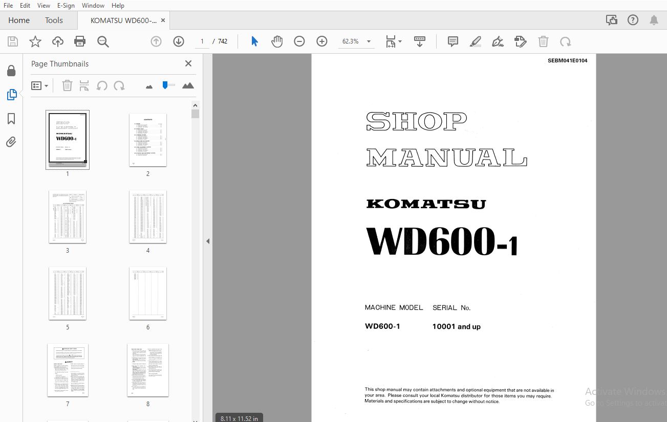 KOMATSU WD600-1 SHOP MANUAL SEBM041E0104 - PDF DOWNLOAD - HeyDownloads ...
