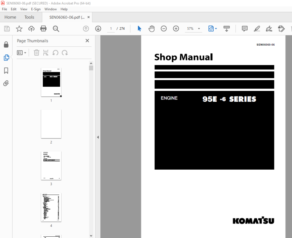 Komatsu Engine 95E-6 Series Shop Manual SEN06060-06 PDF – HeyDownloads ...