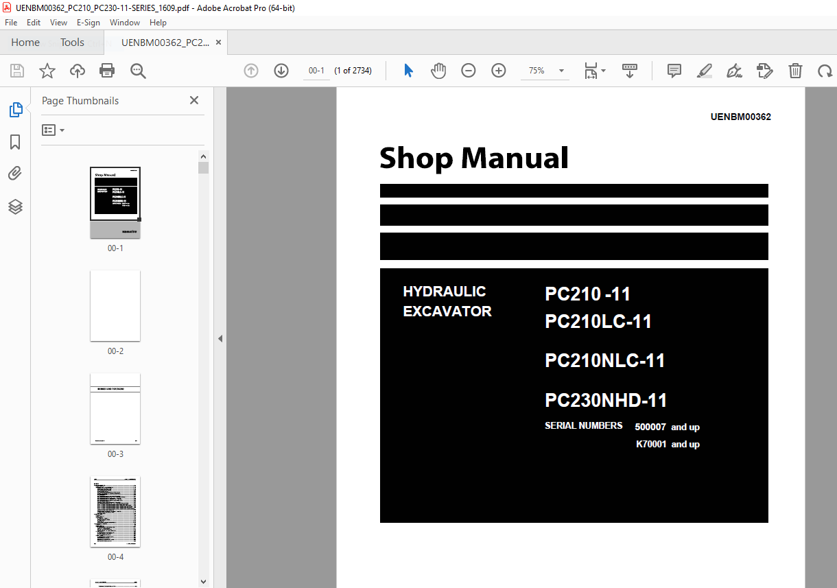 Komatsu PC210-11,PC210LC-11,PC210NLC-11,PC230NHD-11 Shop Manual PDF ...