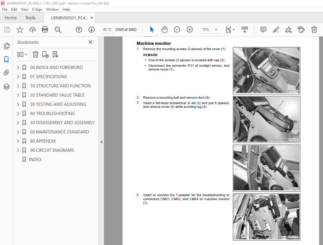 Komatsu PC490-11E0 PC490LC-11E0 PC490HRD-11E0 Excavator Shop Manual PDF ...
