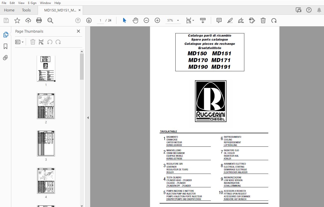 Ruggerini Diesel MD150 MD151 MD170 MD171 MD190 MD191 Parts Manual – PDF ...