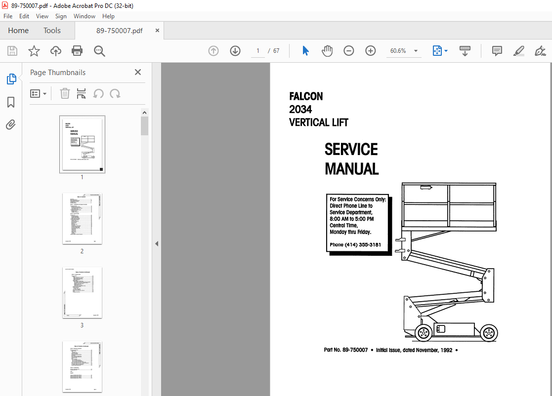 Simon FALCON 2034 Vertical Lift Workshop Manual PDF – HeyDownloads ...