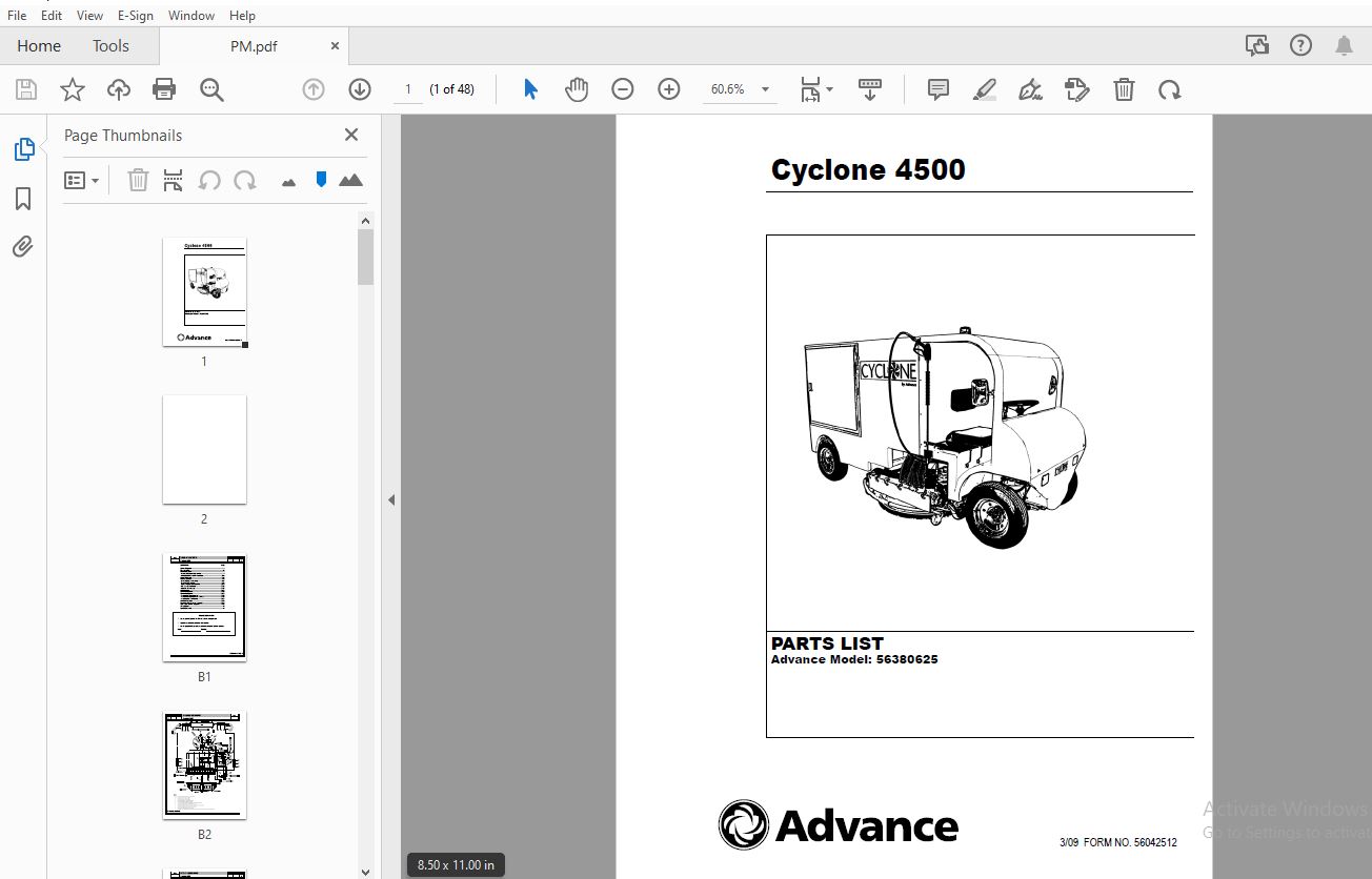 ADVANCE CYCLONE 4500 56380625 PARTS MANUAL - PDF DOWNLOAD