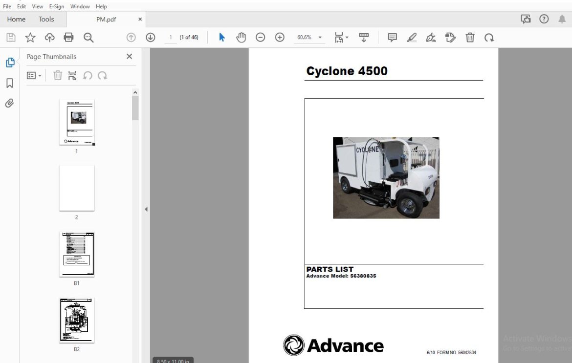 Advance Cyclone 4500 Parts Manual 56042534 - PDF DOWNLOAD ...
