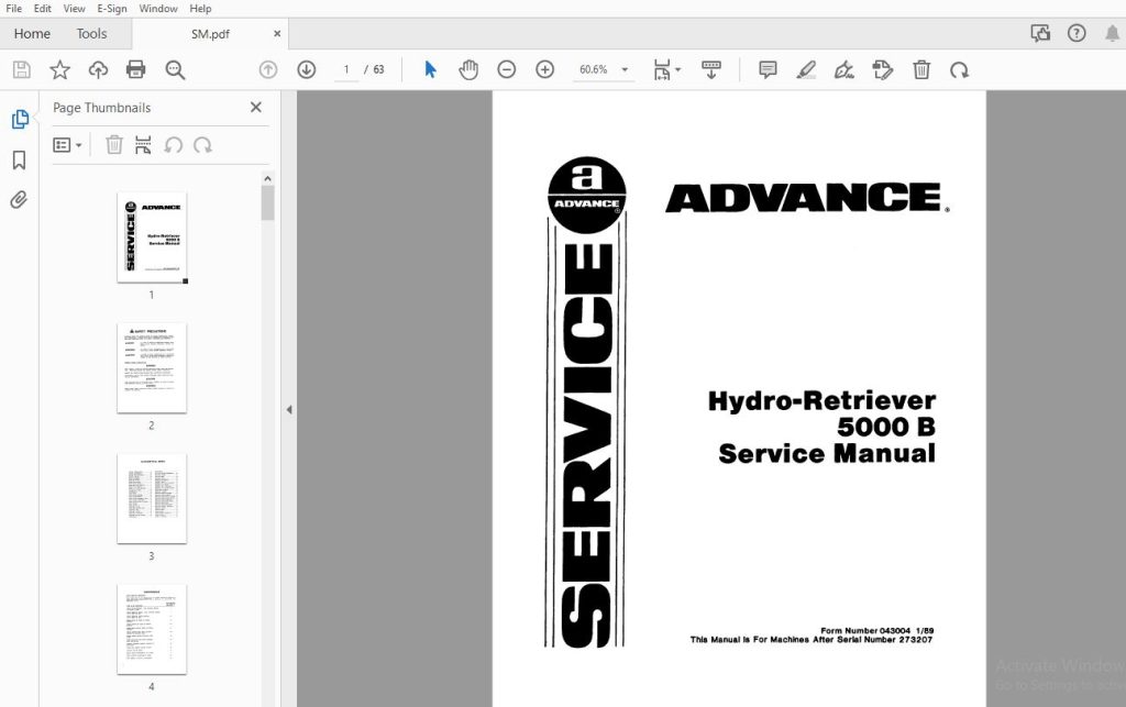 Advance Hydro-Retriever 5000B Service Manual - PDF DOWNLOAD