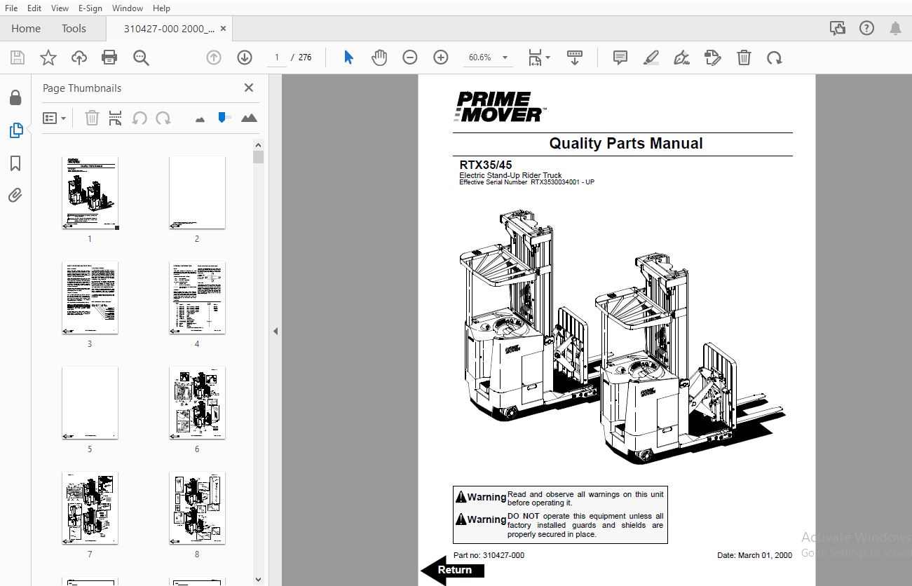 BT Prime Mover RTX35/45 Quality Parts Manual 310427-000 March 2000 ...