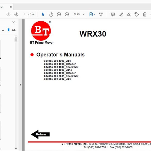 BT Prime-Mover WRX30 Operator’s Manuals - HeyDownloads - Manual Downloads