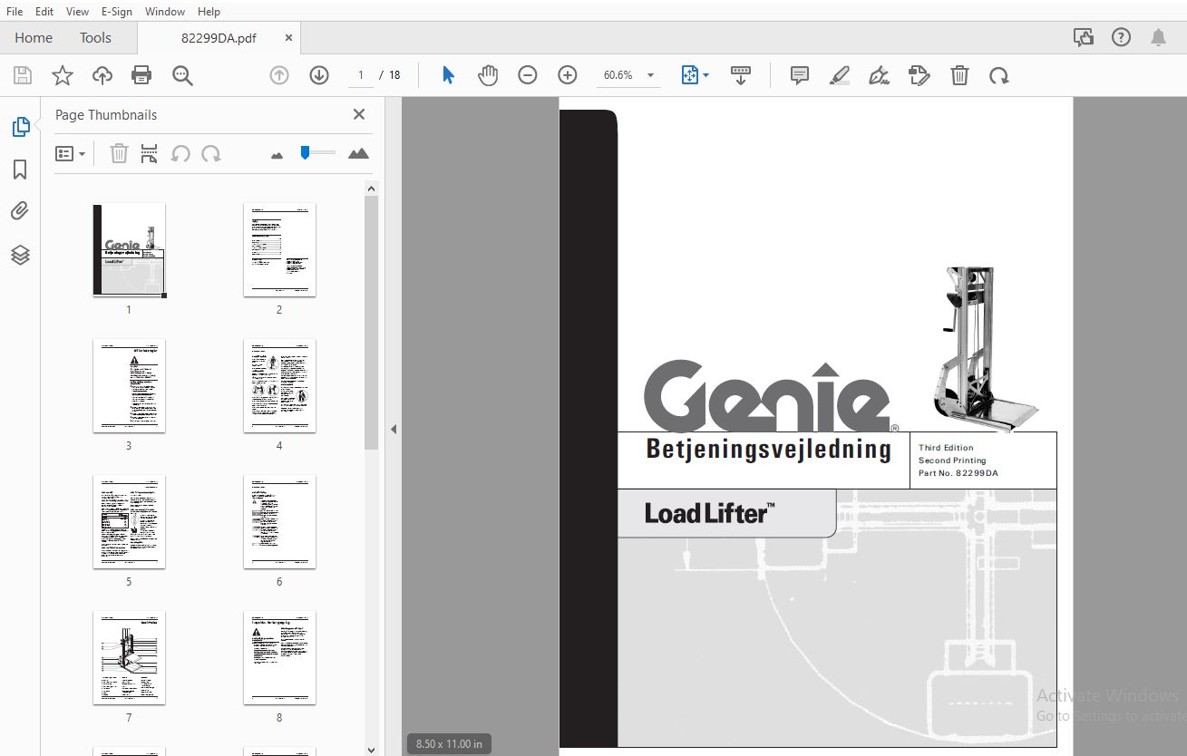 Genie Load Lifter Betjeningsvejledning 82299DA - PDF DOWNLOAD ...