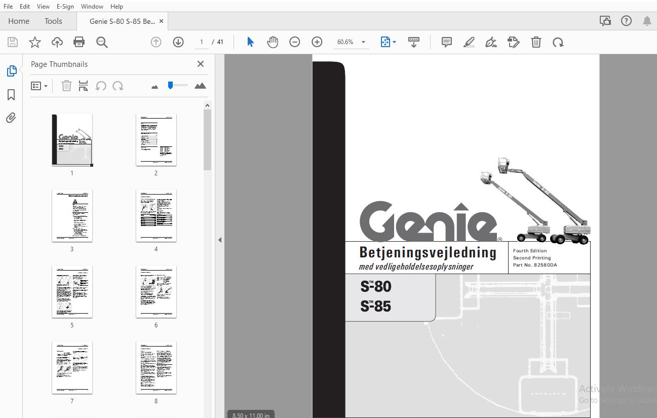 Genie S-80 S-85 Betjeningsvejledning 82580DA - PDF DOWNLOAD ...