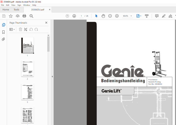 GenieLift Bedieningshandleiding 35566DU - PDF DOWNLOAD