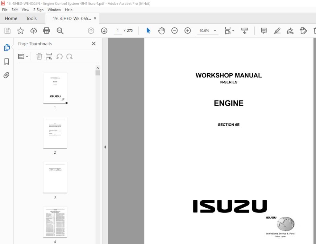 Isuzu 4JH1 Engine Control System N-Series Workshop Manual – PDF ...