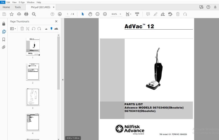 Nilfisk Advance AdVac 12 Parts Manual - PDF DOWNLOAD - HeyDownloads ...