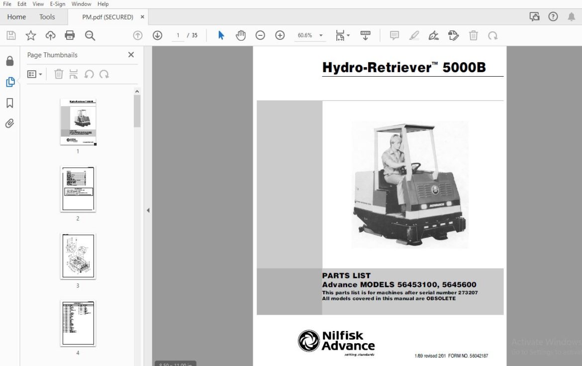 Nilfisk Advance Hydro-Retriever 5000B Parts Manual - PDF DOWNLOAD ...
