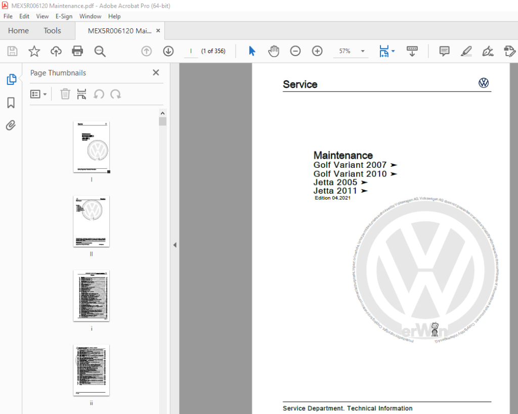 Volkswagen Golf Variant 2007 & 2010 Jetta 2005 & 2011 Maintenance ...