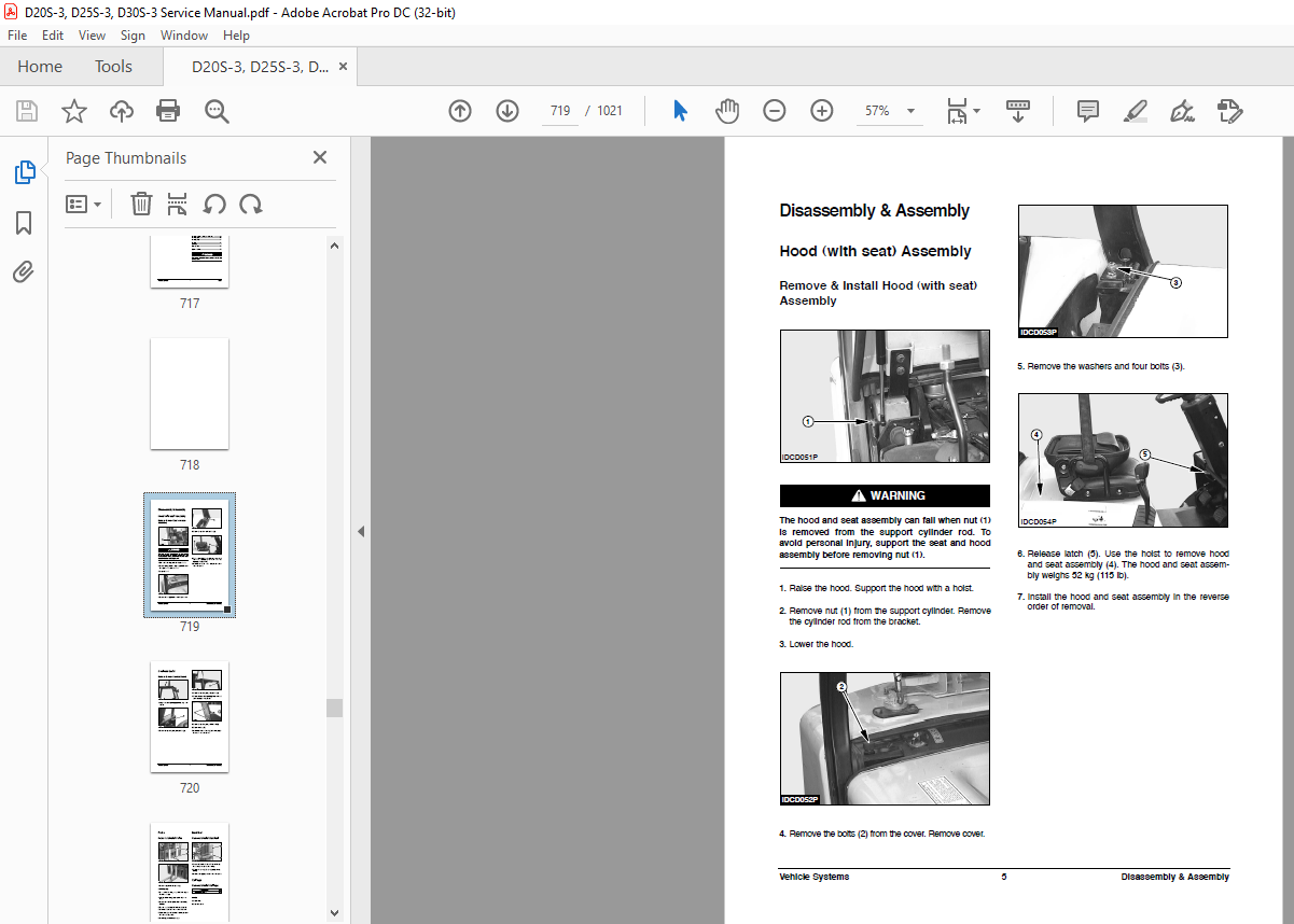 Daewoo Doosan Forklift D20S-3 to GC30P-3 Service Manuals SB2101E02 ...