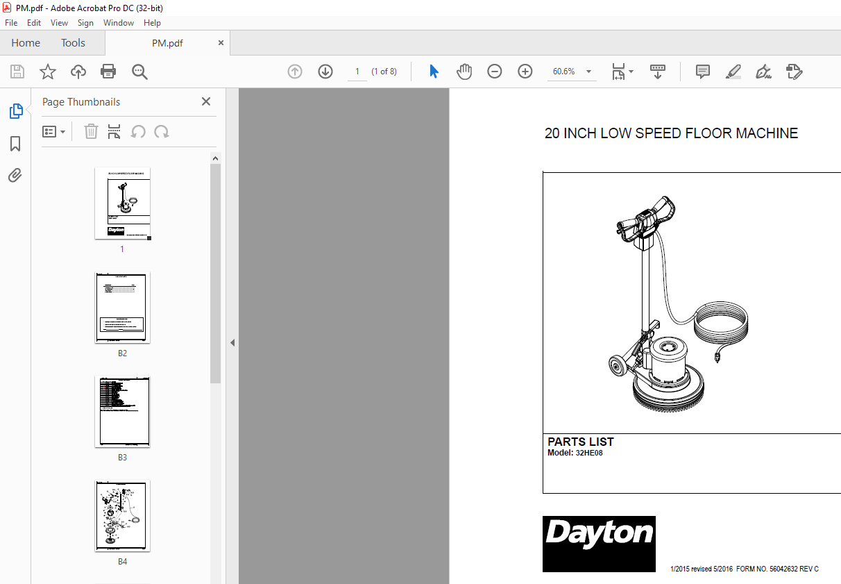 Dayton 20 INCH LOW SPEED FLOOR MACHINE Parts Manual - PDF DOWNLOAD ...