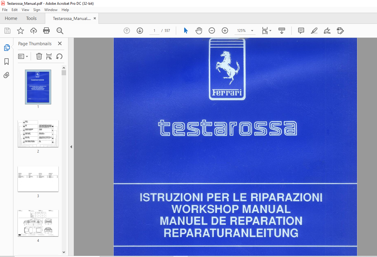 Ferrari Testarossa Workshop & Parts Manual – PDF DOWNLOAD ...