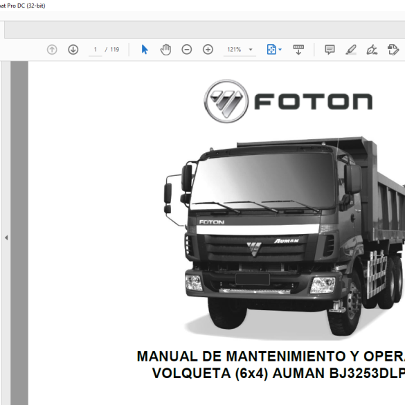 Foton AUMAN VOLQUETA (6x4) MANUAL DE MANTENIMIENTO Y OPERACIÓN ...
