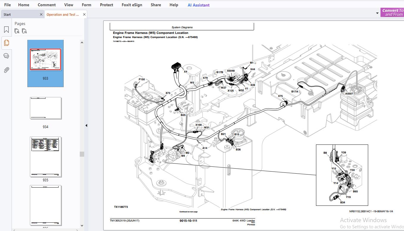 John Deere 644K 4WD Loader Operation & Test Technical Manual TM13052X19 ...