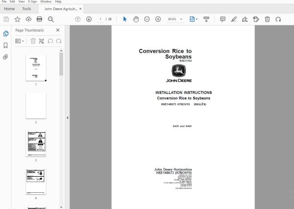 John Deere S430 & S440 Instructions Manual HXE148673 - PDF DOWNLOAD ...