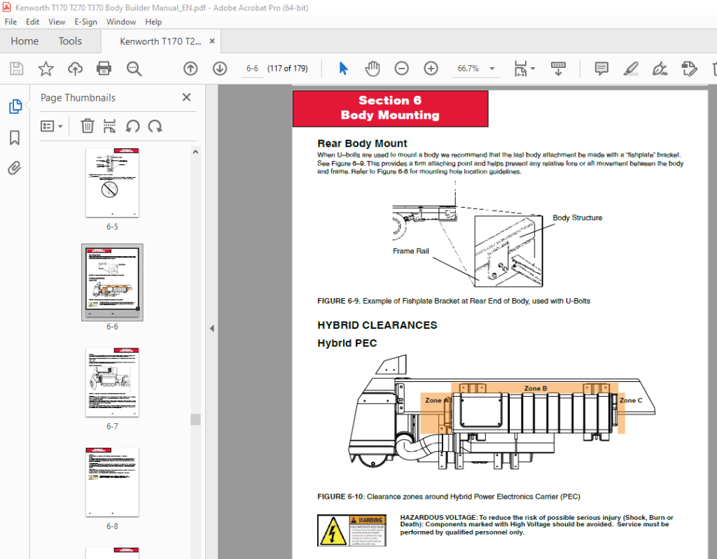 Kenworth Truck T170 T270 T370 & Hybrid 2011 Body Builders Manual PDF ...