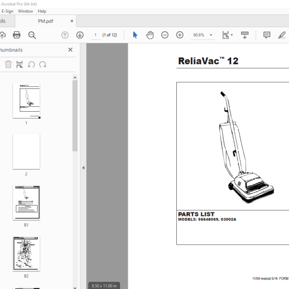 Nilfisk-Advance ReliaVac™ 12 Parts Manual - HeyDownloads - Manual Downloads
