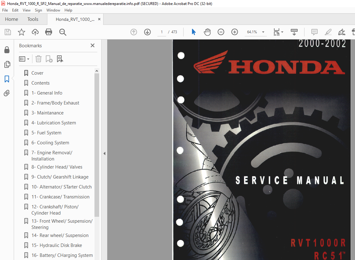 2000-2002 HONDA RVT100R RC51 Service Manual – PDF DOWNLOAD ...