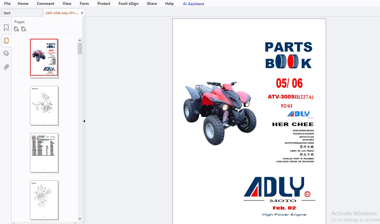 2005-2006 Adly ATV-300SII(227A) Parts Manual - PDF DOWNLOAD ...
