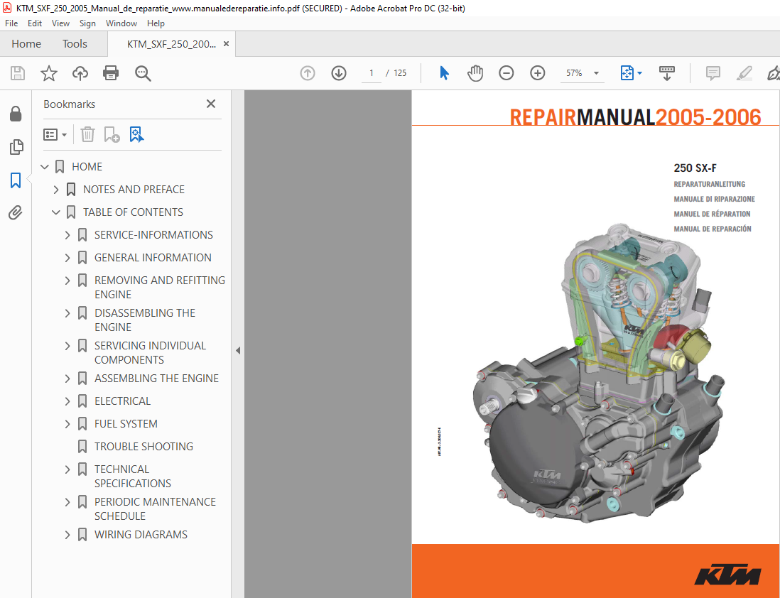 2005-2006 KTM 250 SX-F Repair Manual – PDF DOWNLOAD – HeyDownloads ...