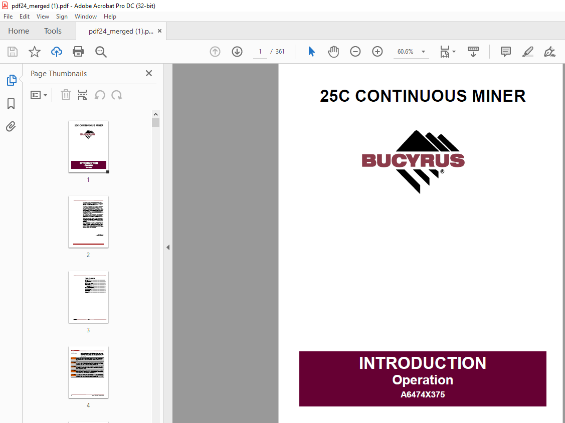 Cat Bucyrus 25C CONTINUOUS MINER Operation & Maintenance Manual - PDF ...