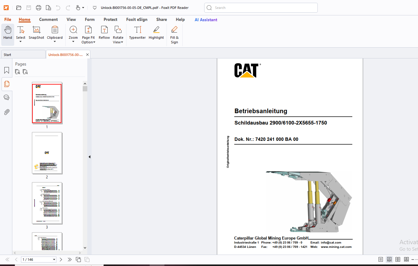 Cat Schildausbau 2900/6100-2X5655-1750 Betriebsanleitung – PDF ...