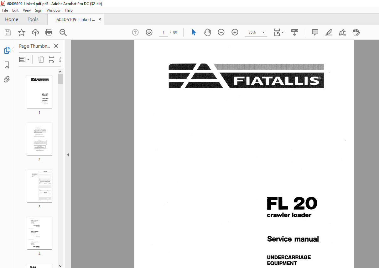 Fiatallis FL 20 Crawler Loader Technical Service Manual PDF Download ...