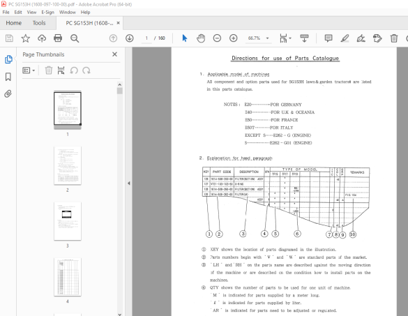 Iseki SG153H Lawn & Garden Tractor Parts Manual (1608-097-100-00) PDF