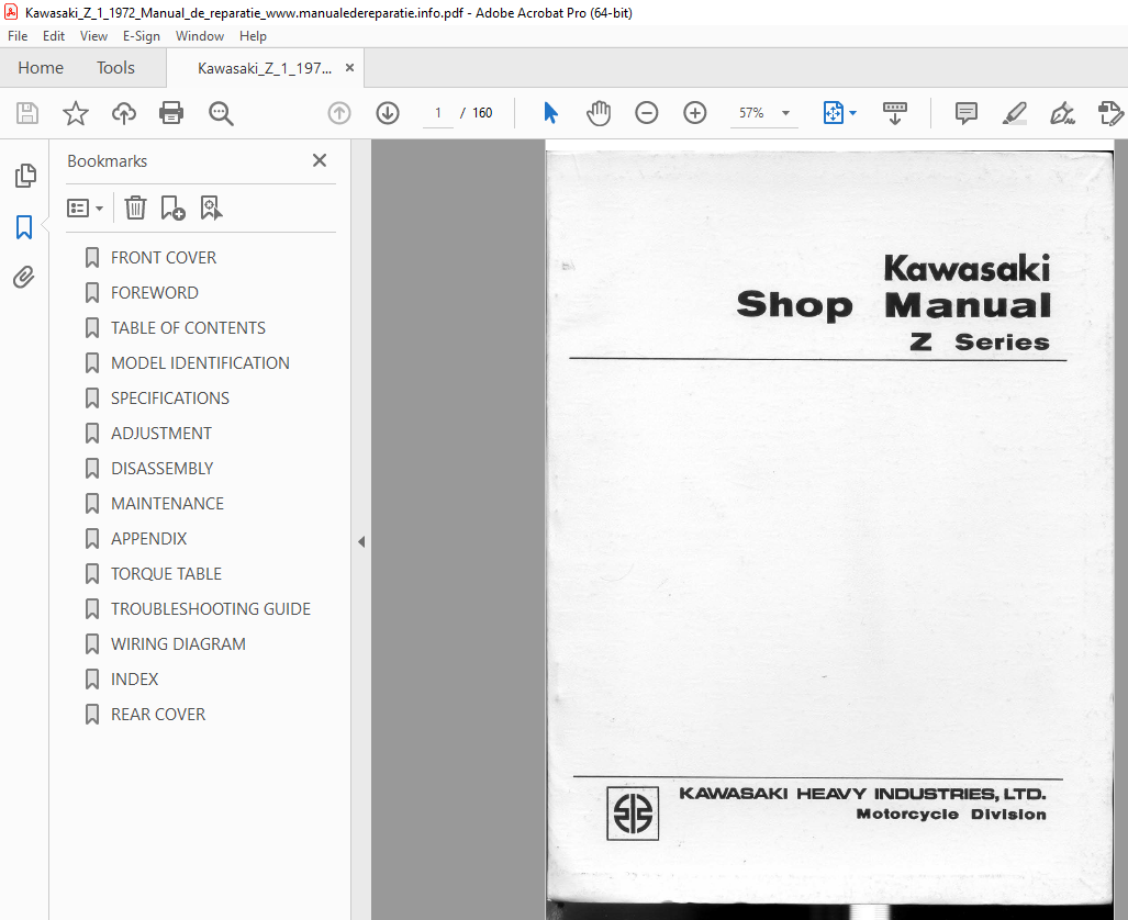 Kawasaki Z Series Shop Manual – PDF DOWNLOAD – HeyDownloads – Manual ...