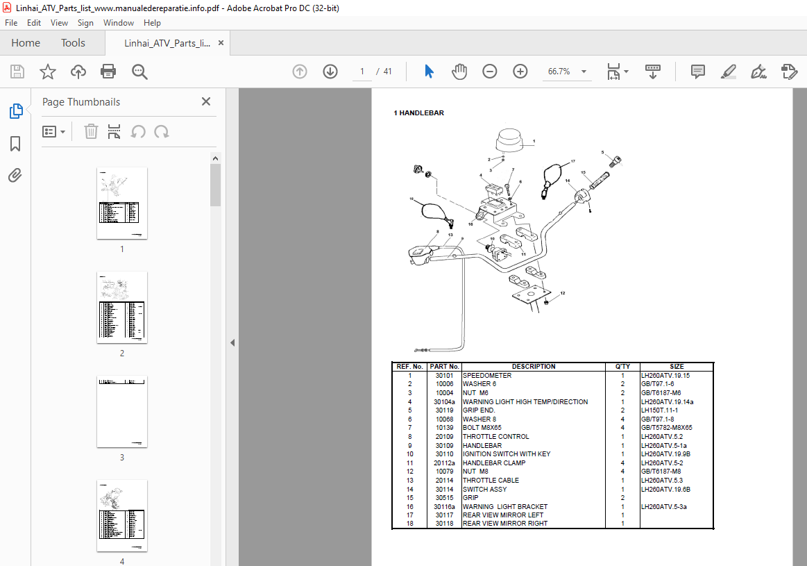 Linhai ATV Parts list Manual - PDF DOWNLOAD - HeyDownloads - Manual ...