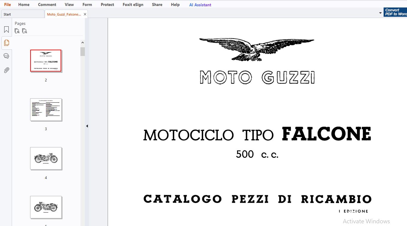 Moto Guzzi Falcone 500 c.c Catalogo Pezzi Di Ricambio - PDF DOWNLOAD ...