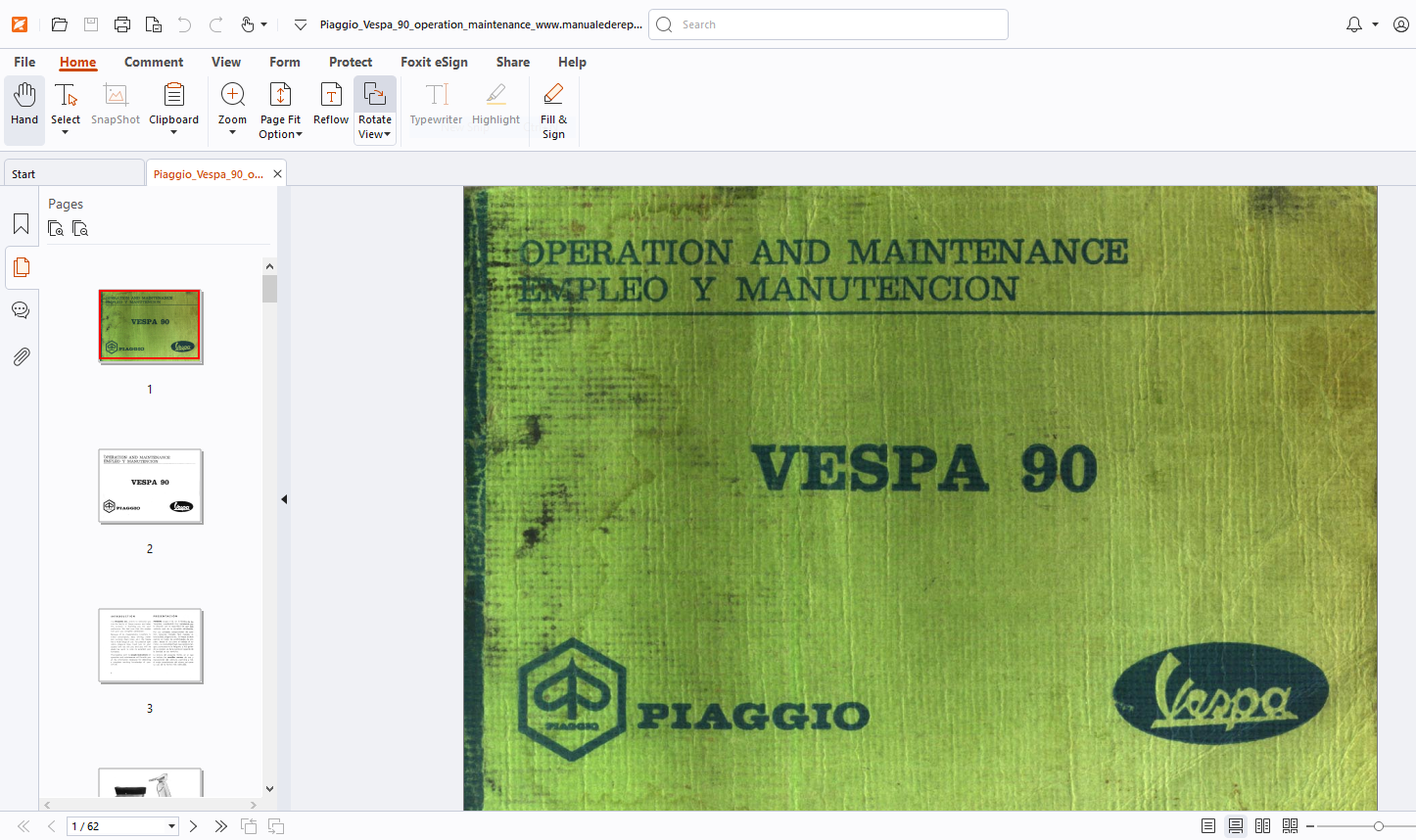 Piaggio Vespa 90 Operation & Maintenance Manual -PDF DOWNLOAD ...