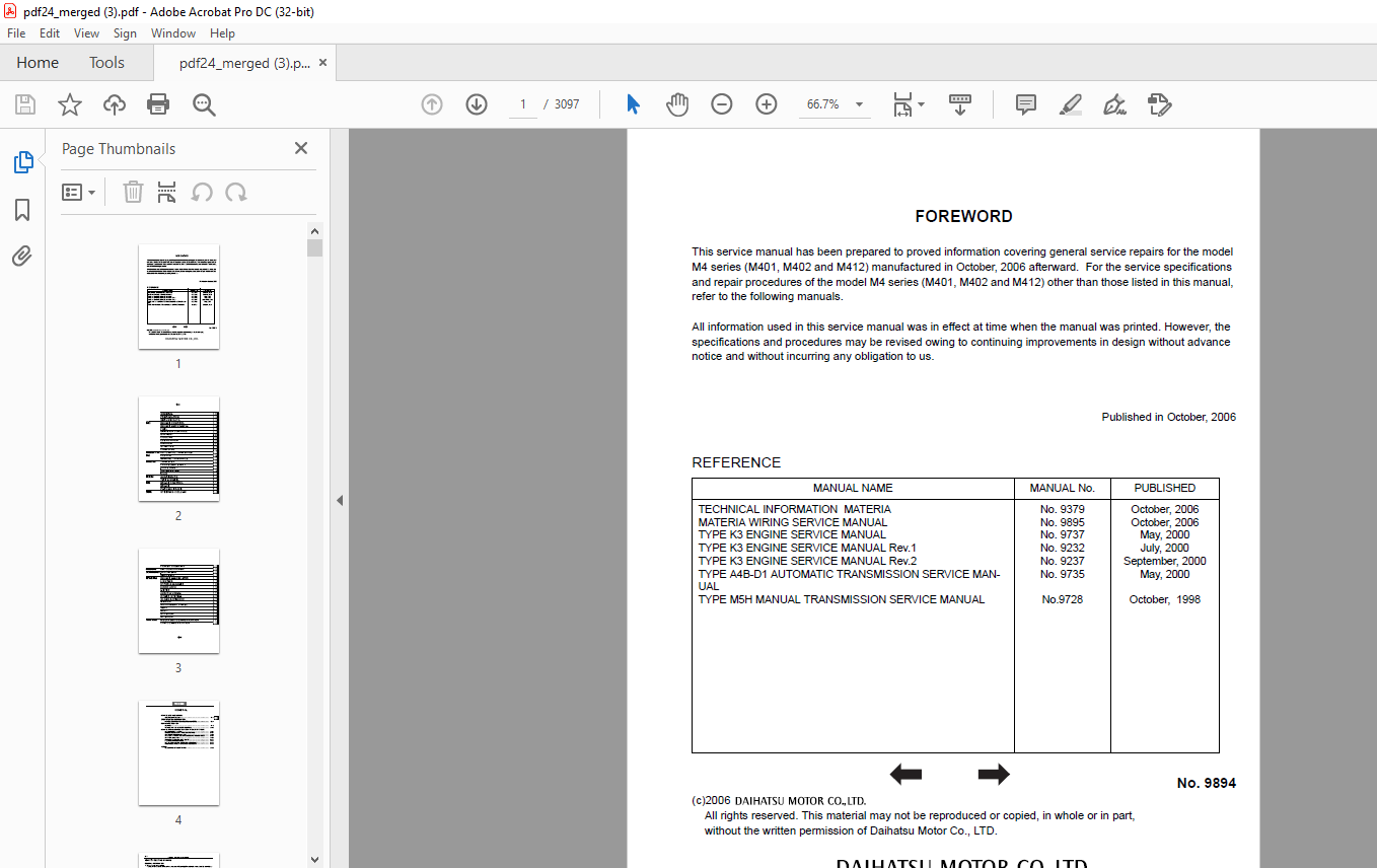 Daihatsu Materia Chassis M401 M402 & M412 Service Manual - PDF