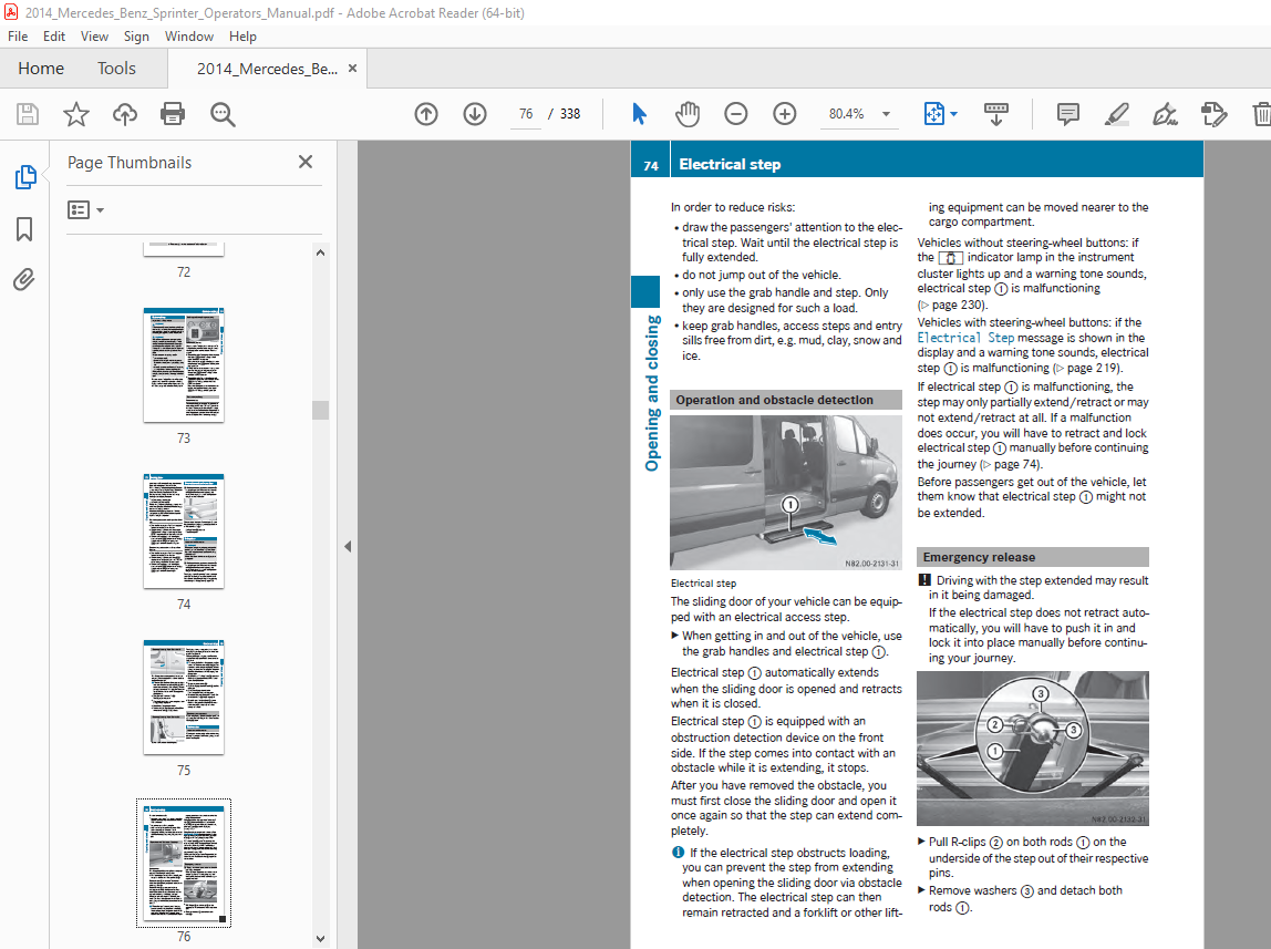 Mercedes-Benz 2014 Sprinter Operating Manual - PDF DOWNLOAD