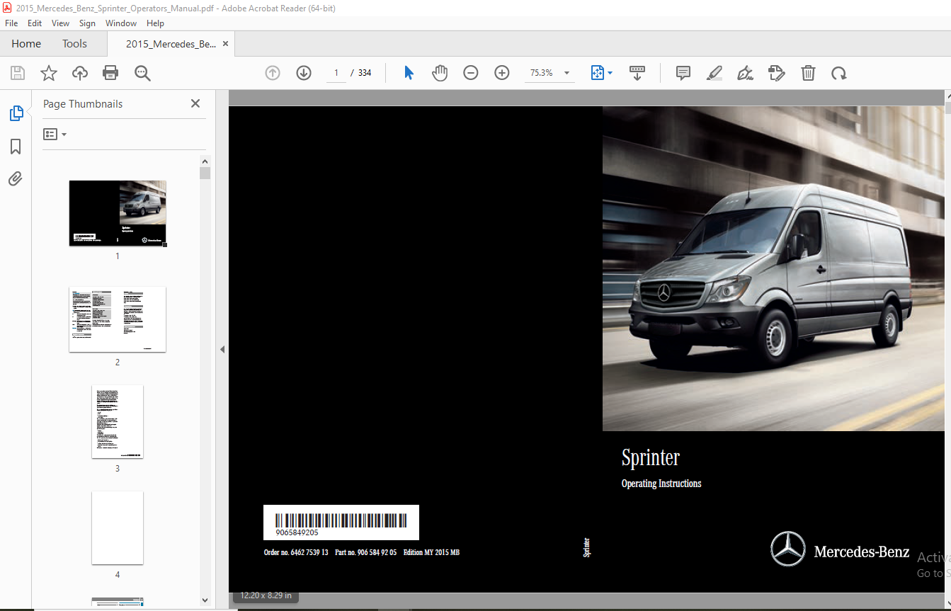 Mercedes-Benz 2015 Sprinter Operating Instructions Manual - PDF ...