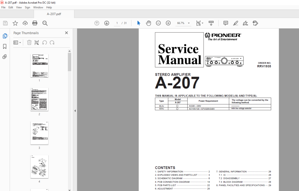 Pioneer A-207 STEREO AMPLIFIER Service Manual – PDF DOWNLOAD ...