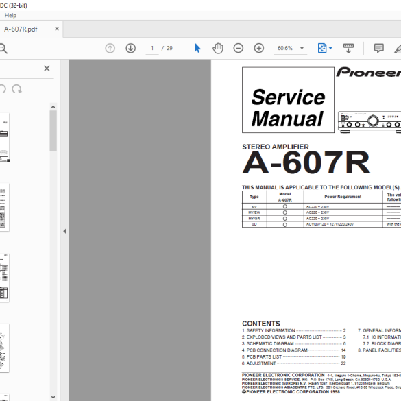 Pioneer DC-Z94 STEREO DOUBLE CASSETTE DECK AMPLIFIER Service Manual ...